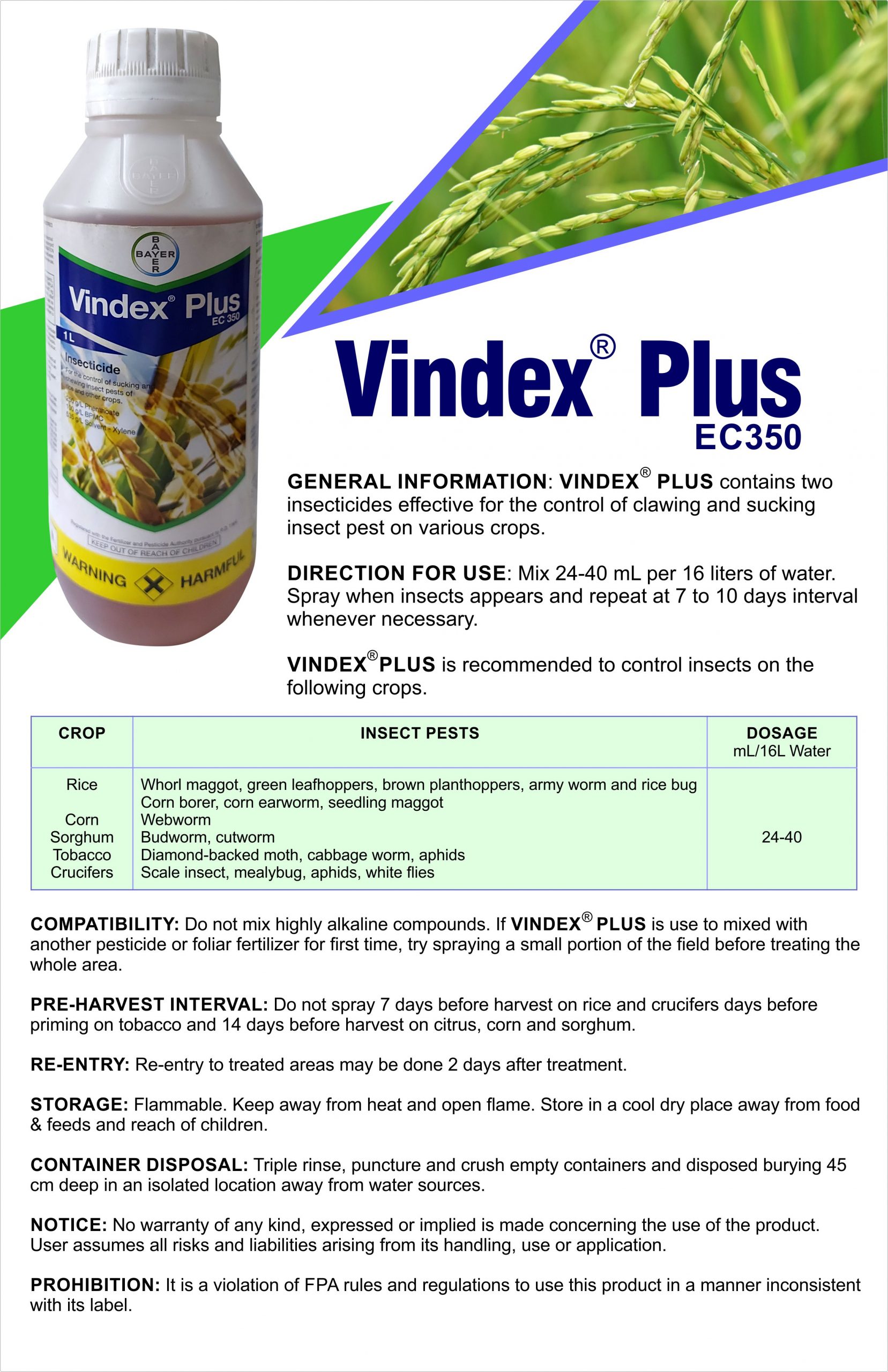 VINDEX Phenthoate and BPMC 350 EC Insecticide - No.1 Termite Pest ...